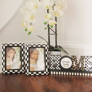 Hand Painted Photo Frame Black White Checkered Frame Picture - Etsy