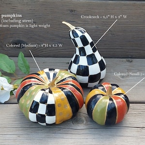 Black and White Checkered Pumpkin Fall Pumpkin Table Centerpiece for ...