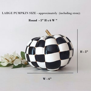 Black and White Checkered Large Pumpkins Decor for Table Centerpiece ...