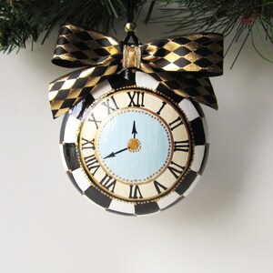 Black and White Christmas Balls Clock Ornament Checkered Ornaments - Etsy