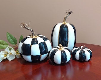 Black and White Checkered Large Pumpkins Decor for Table Centerpiece Thanksgiving Pumpkin - Etsy
