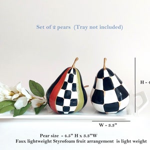 Pears Bowl Filler Fruit Arrangement Black and White Pears Checkered ...