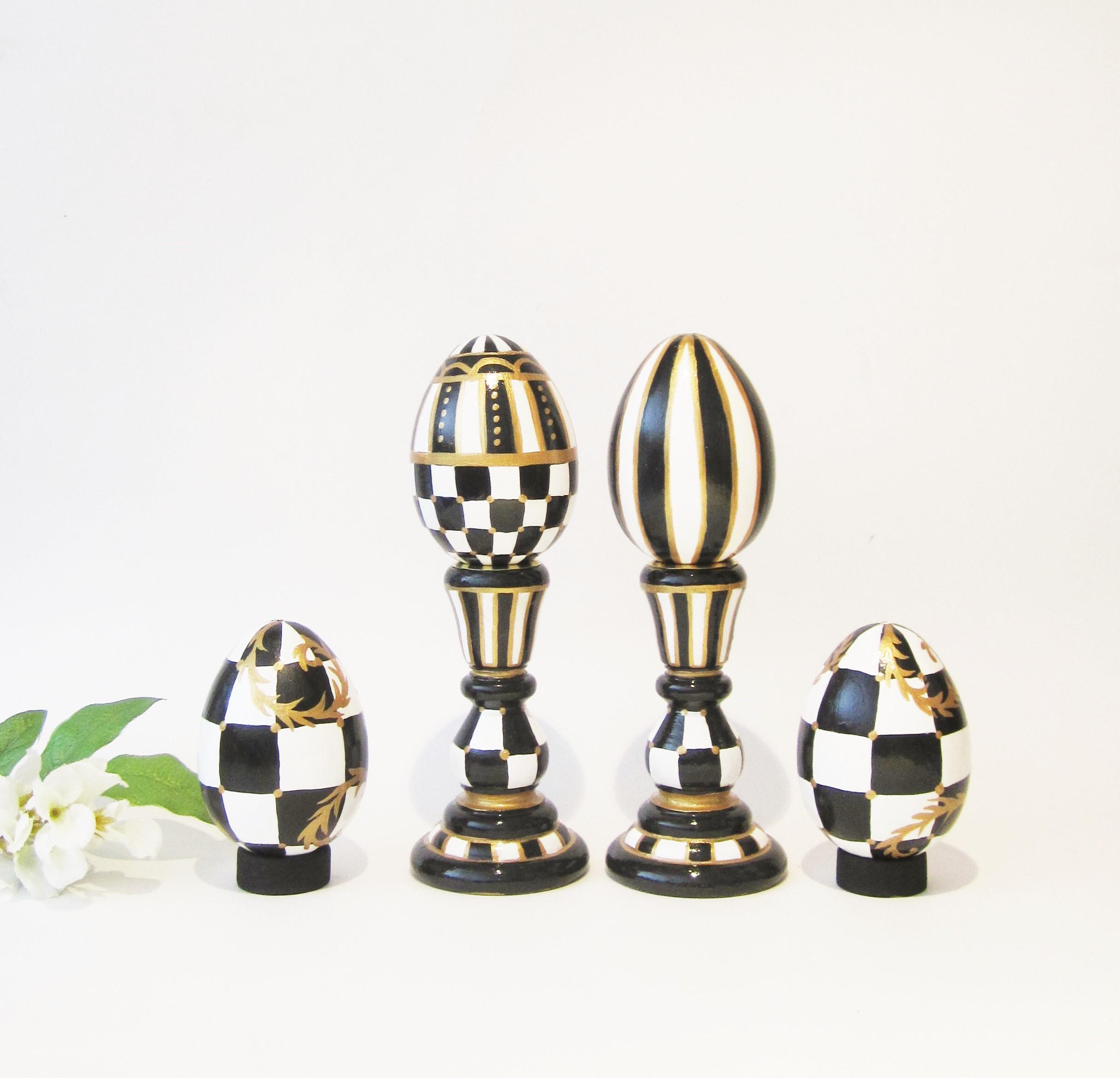 Black and White Checkered Easter Egg, Collectible Eggs, Spring Tier ...
