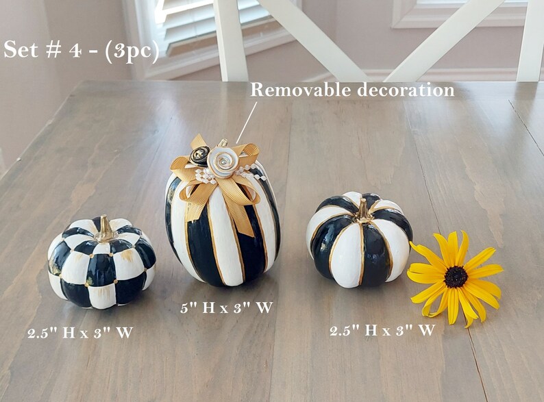 Black White Pumpkins Fall Pumpkin Table Centerpiece Checkered - Etsy