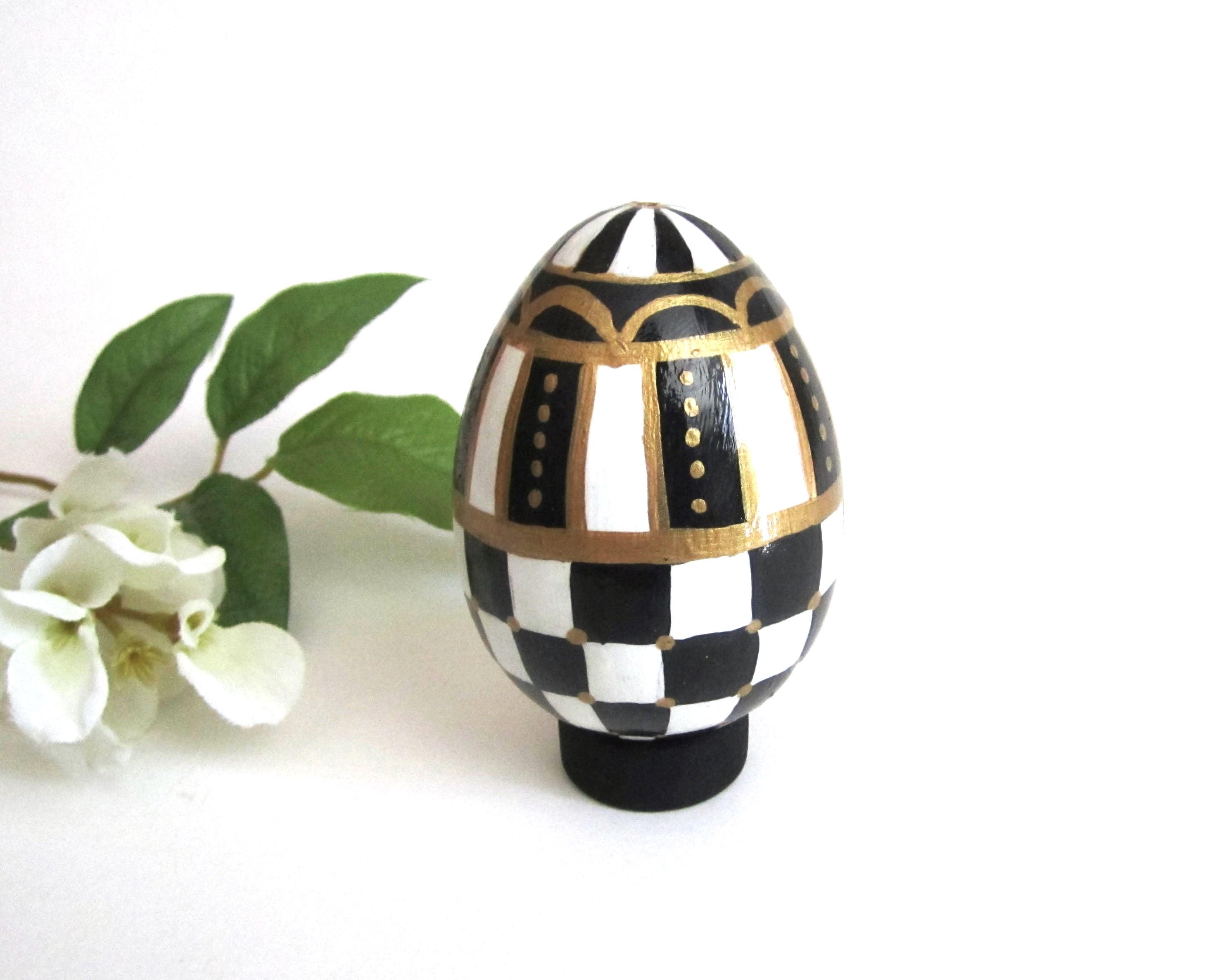 Black and White Checkered Easter Egg, Collectible Eggs, Spring Tier ...