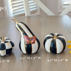 Black White Pumpkins Fall Pumpkin Table Centerpiece Checkered - Etsy