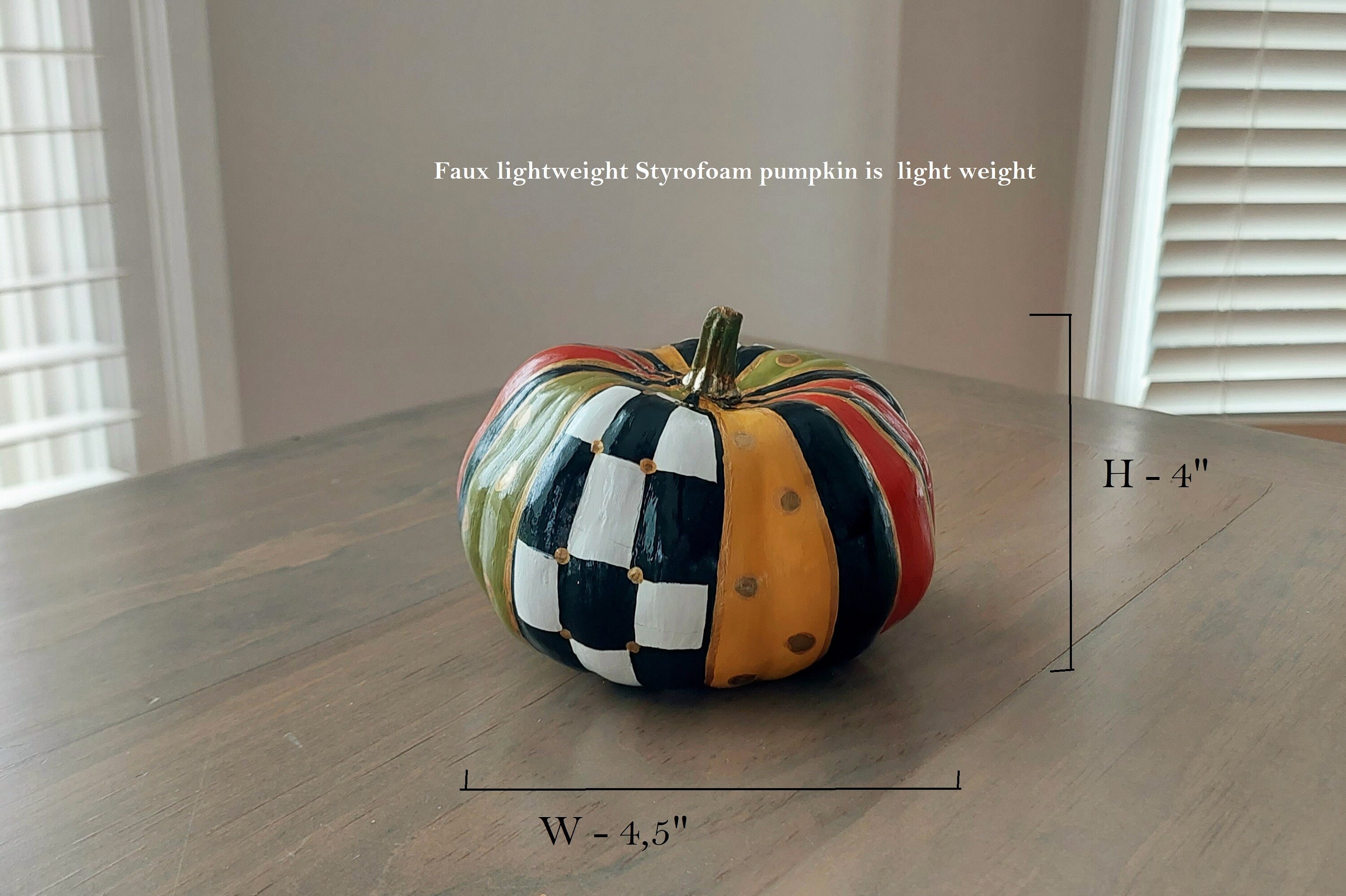 Black and White Checkered Pumpkin Fall Pumpkin Table Centerpiece for ...