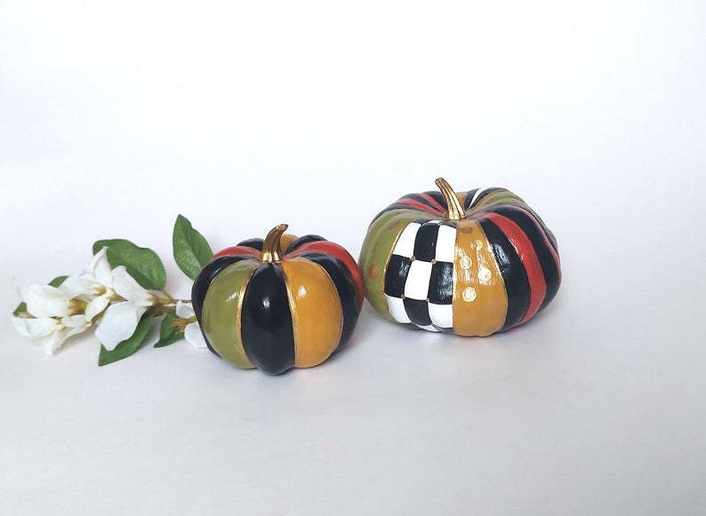 Black and White Checkered Pumpkin Fall Pumpkin Table Centerpiece for ...