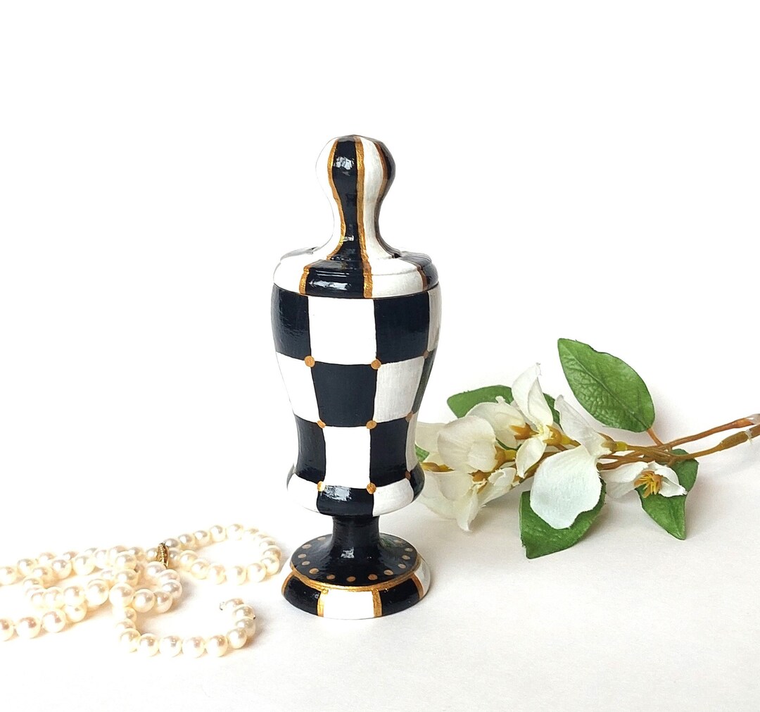 Checkered Catch All Black and White Trinket Dish Trinket Jar With Lid ...