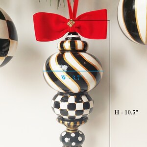 Checkered Ornaments Finial Ornament Black and White Christmas Ornaments ...
