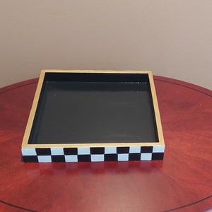 Black and White Checkered Tray Catch All Tray Perfume Tray for Dresser ...