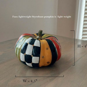 Black and White Checkered Pumpkin Fall Pumpkin Table Centerpiece ...