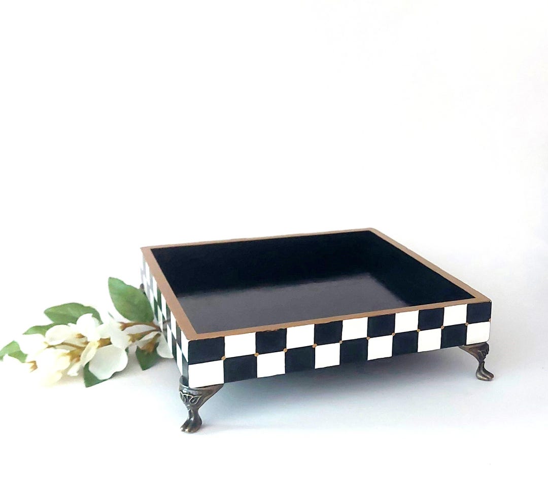 Black and White Checkered Tray Riser Tray Tier Display Trinket Tray ...