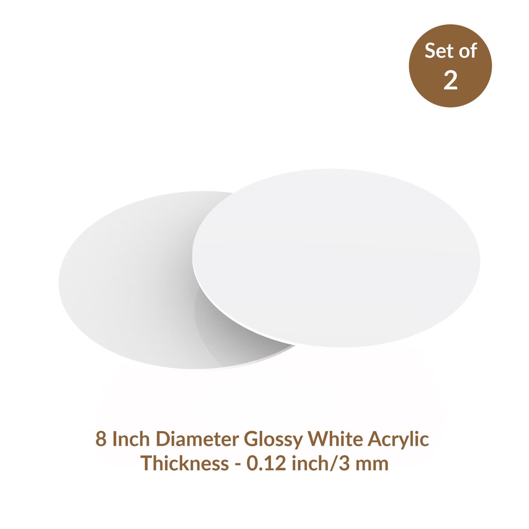 Lacupella 8 Inch White Glossy Acrylic Round Disk Set of 2 - 1/8 or 0.12 ...