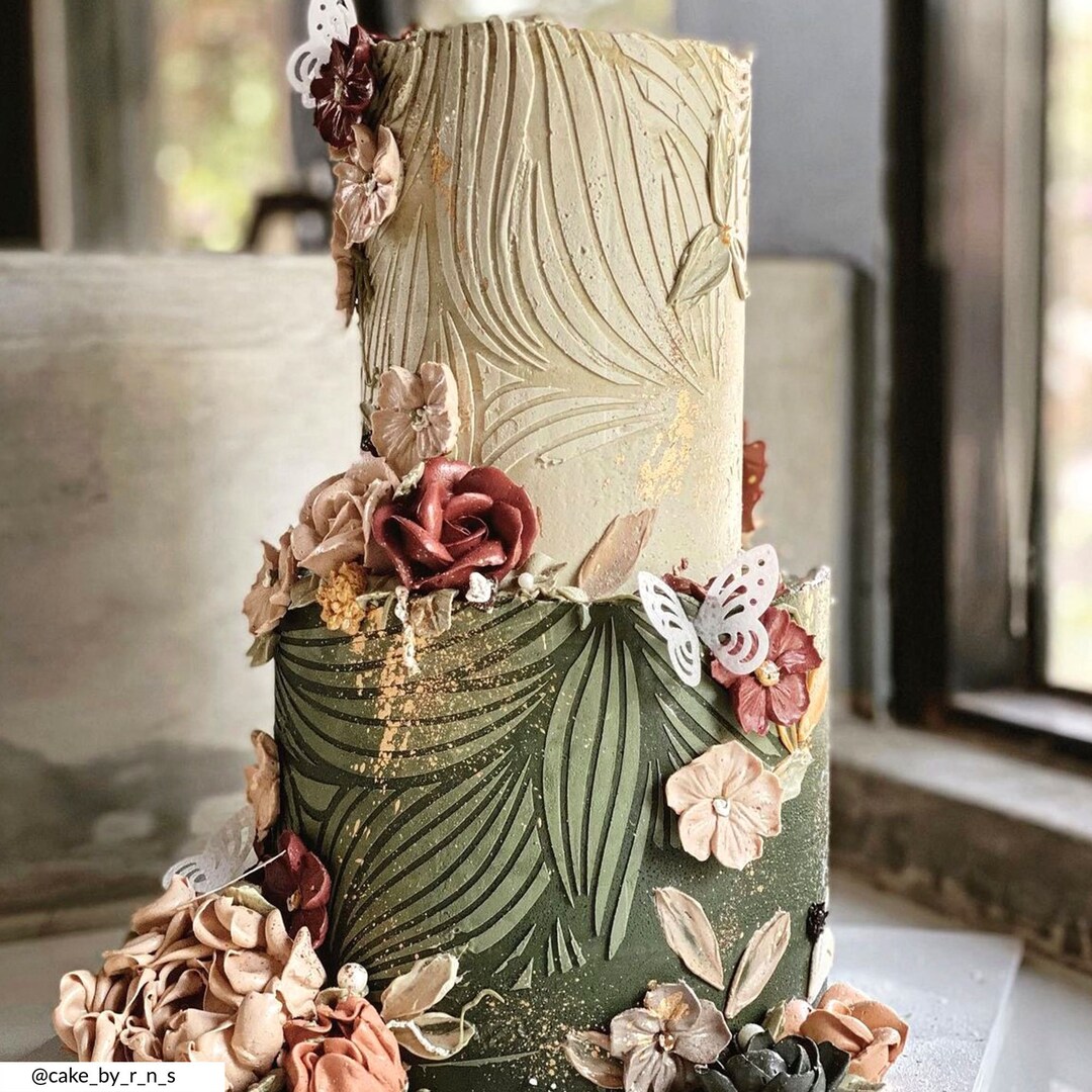 Cake Stencil AMARA - Leaf Veins Pattern - Etsy