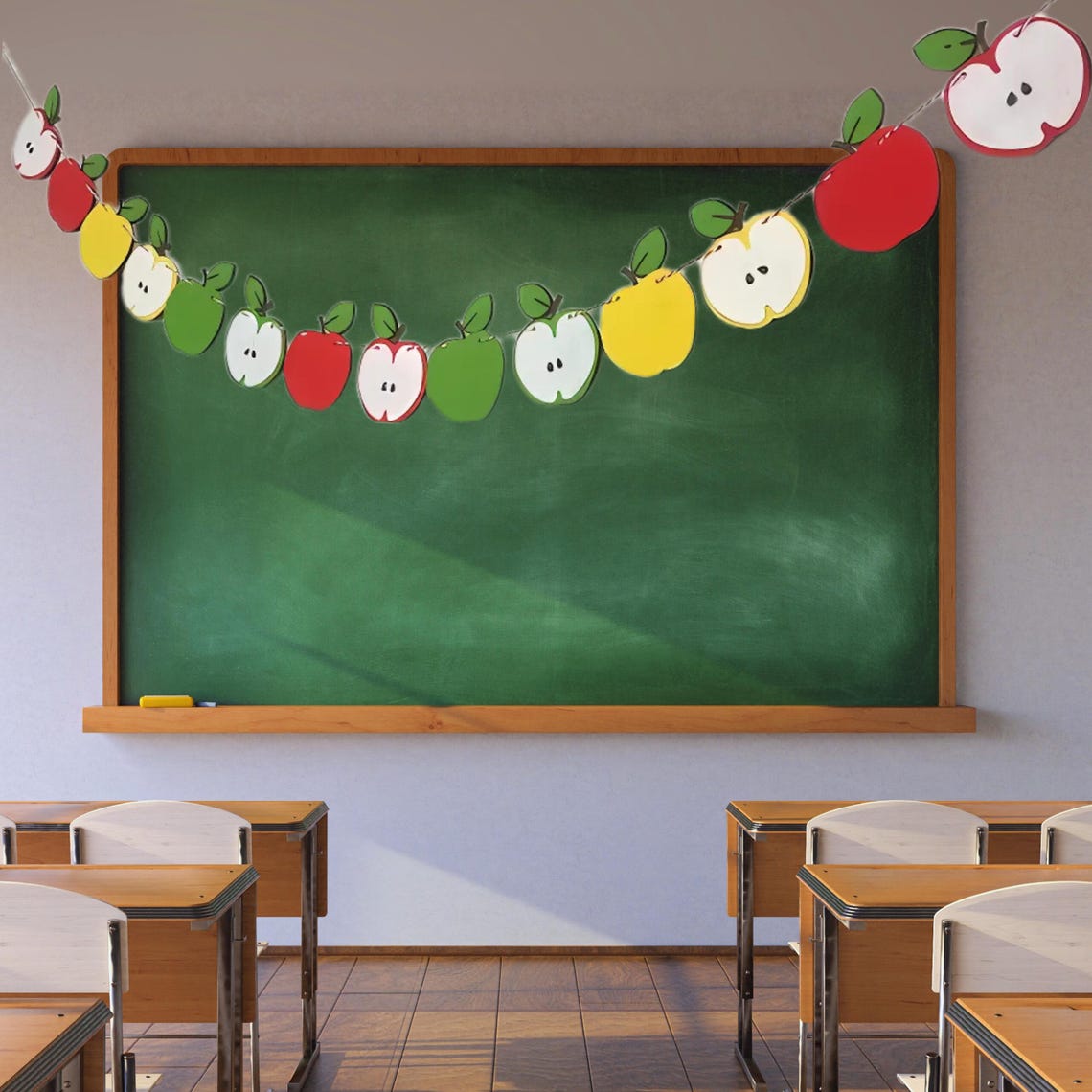 Felt Harvest Apples Banner, 48" Classroom Garland, Red, Green & Yellow ...