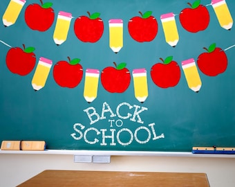 Back to School Garland | School Banner | School Year | Teacher | Apple ...