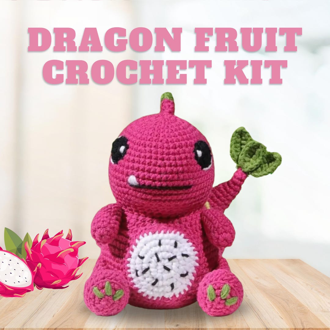 Amigurumi Dragon Fruit, Crochet Fruit Animal Kit, Intermediate Dragon ...
