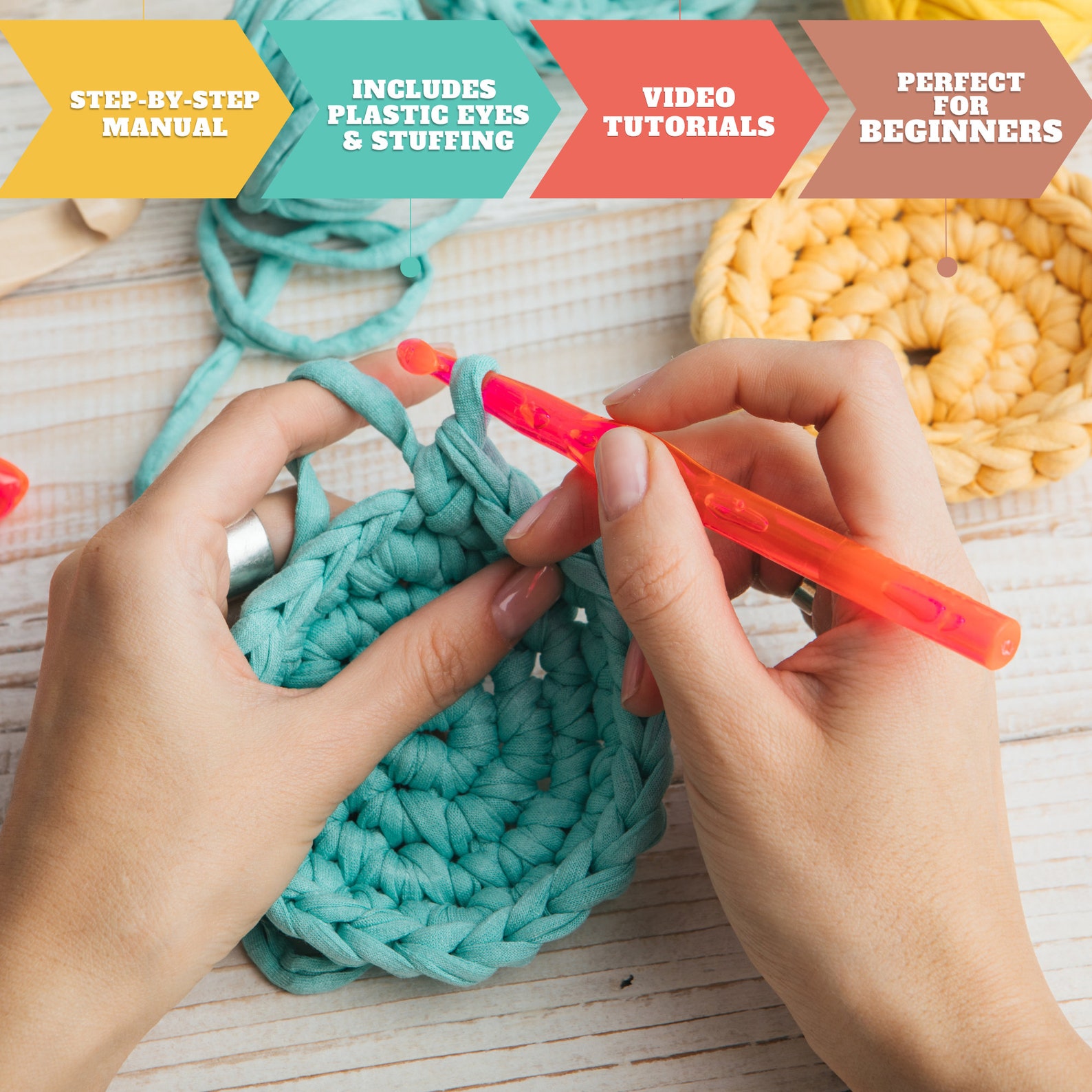 Beginner Crochet KIT - Easy Crochet Dinosaur Starter Kit, Plushie Dino ...