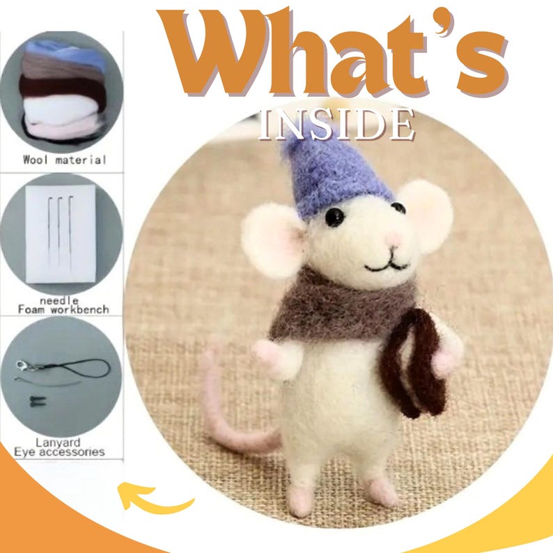Mouse Needle Felting Kit - DIY Beginner Craft Kit - Make Your Own ...