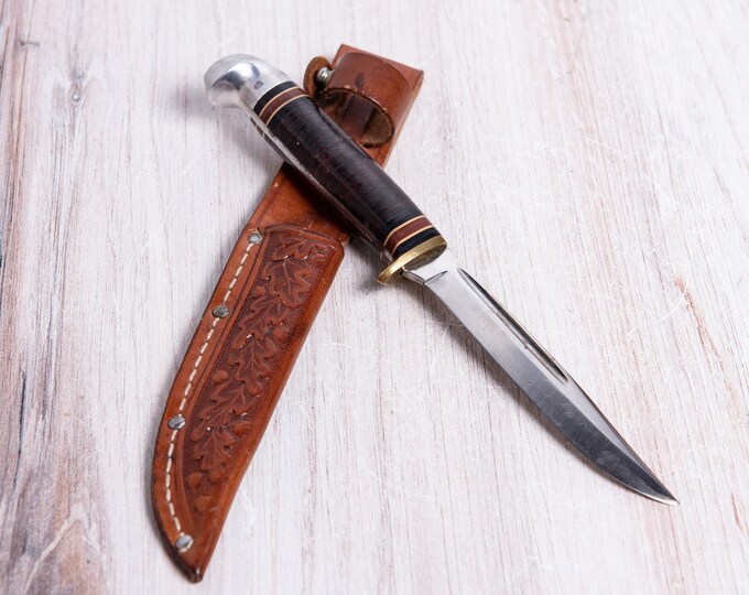 Vintage Western Fixed Blade Knife Boulder Colorado With Leather Sheath ...