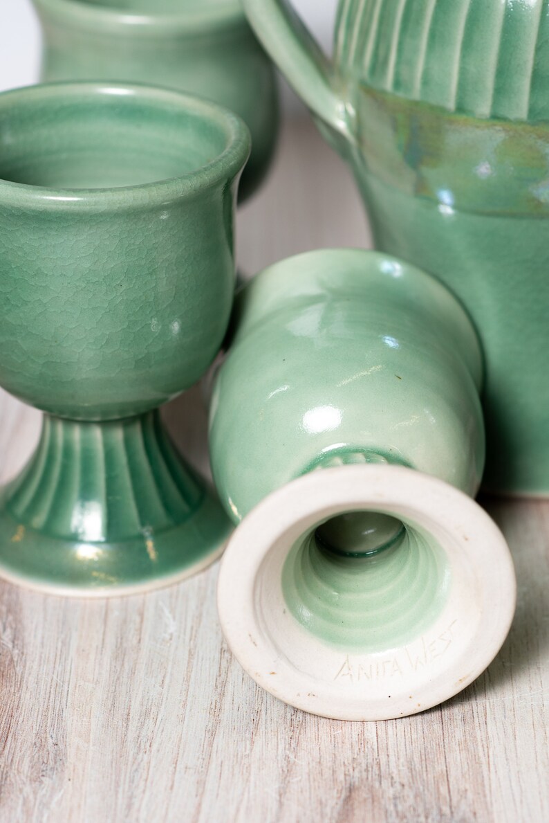 Handmade Turquoise Glazed Ceramic Set of 5 Pitcher and 4 - Etsy