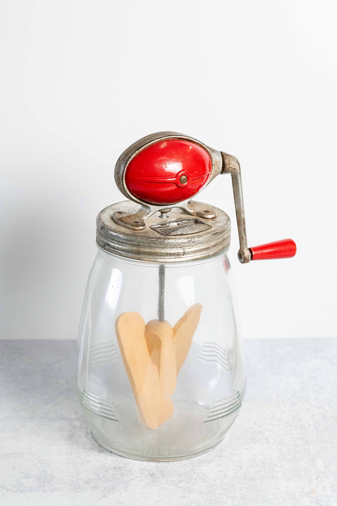 Tulip Glass Jar Dazey Churn No 4 With Red Football Top 4 Quart With ...