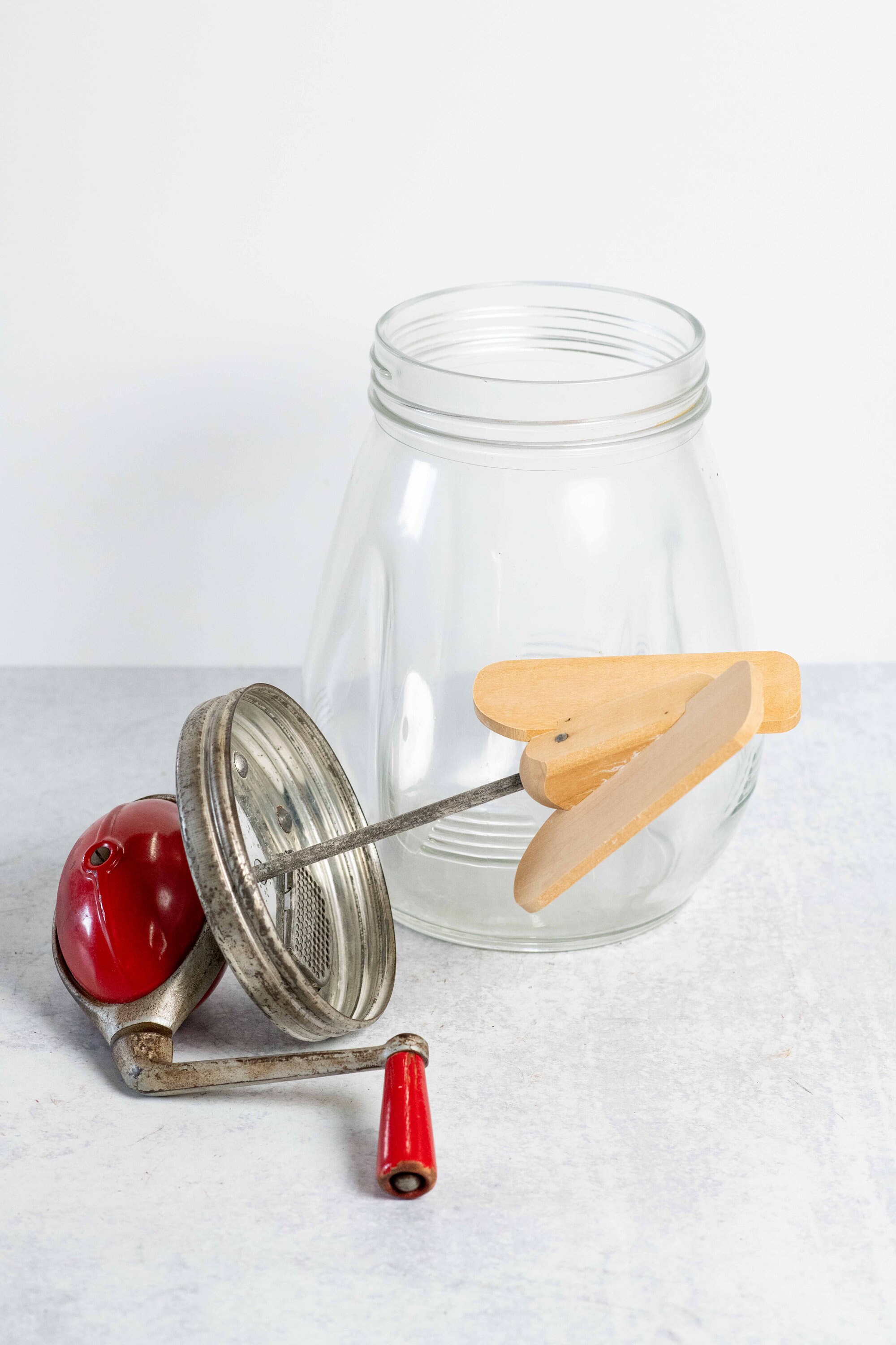 Tulip Glass Jar Dazey Churn No 4 With Red Football Top 4 Quart With ...