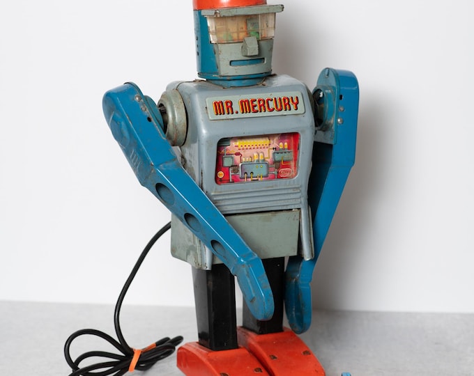 1960's Tin Metal Mechanical Mr. Mercury Robot by Marx Toys, Not Working ...