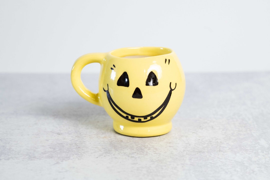 Retro Yellow Ceramic Happy Face Jack-o-lantern Coffee Tea Mug - Etsy