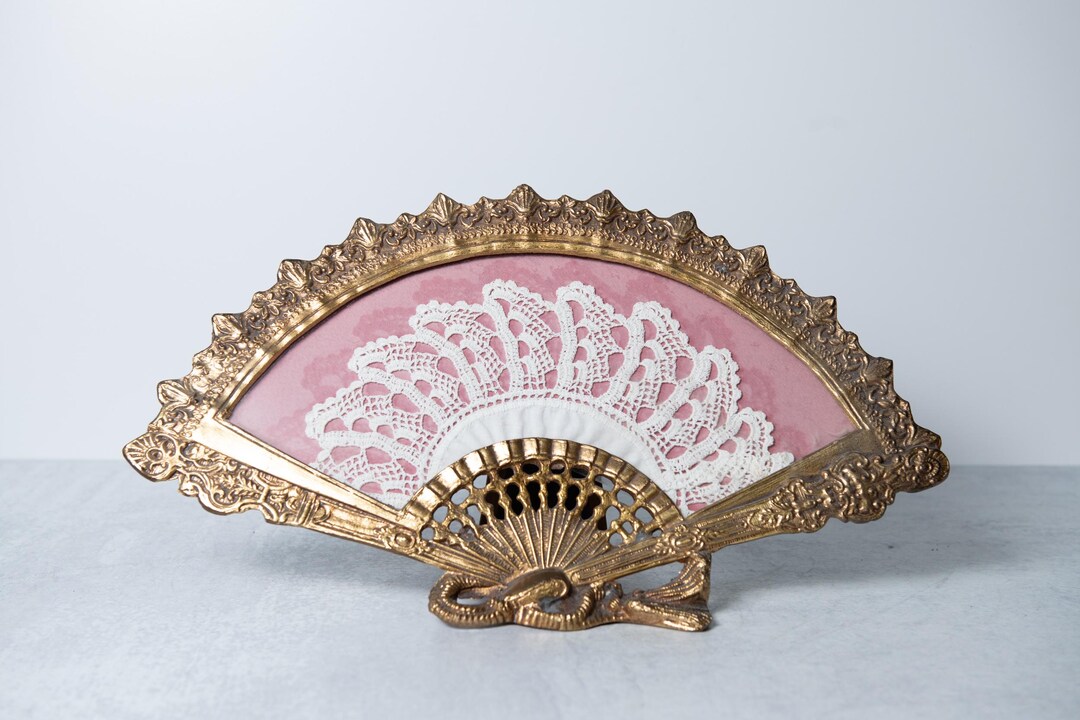 Heavy and Ornate Brass Victorian Style Fan Frame With Easel Back or ...