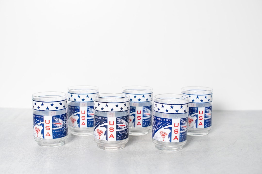 Set of 6 Vintage Drinking Glasses NASA Apollo 13 Safe Return - Etsy