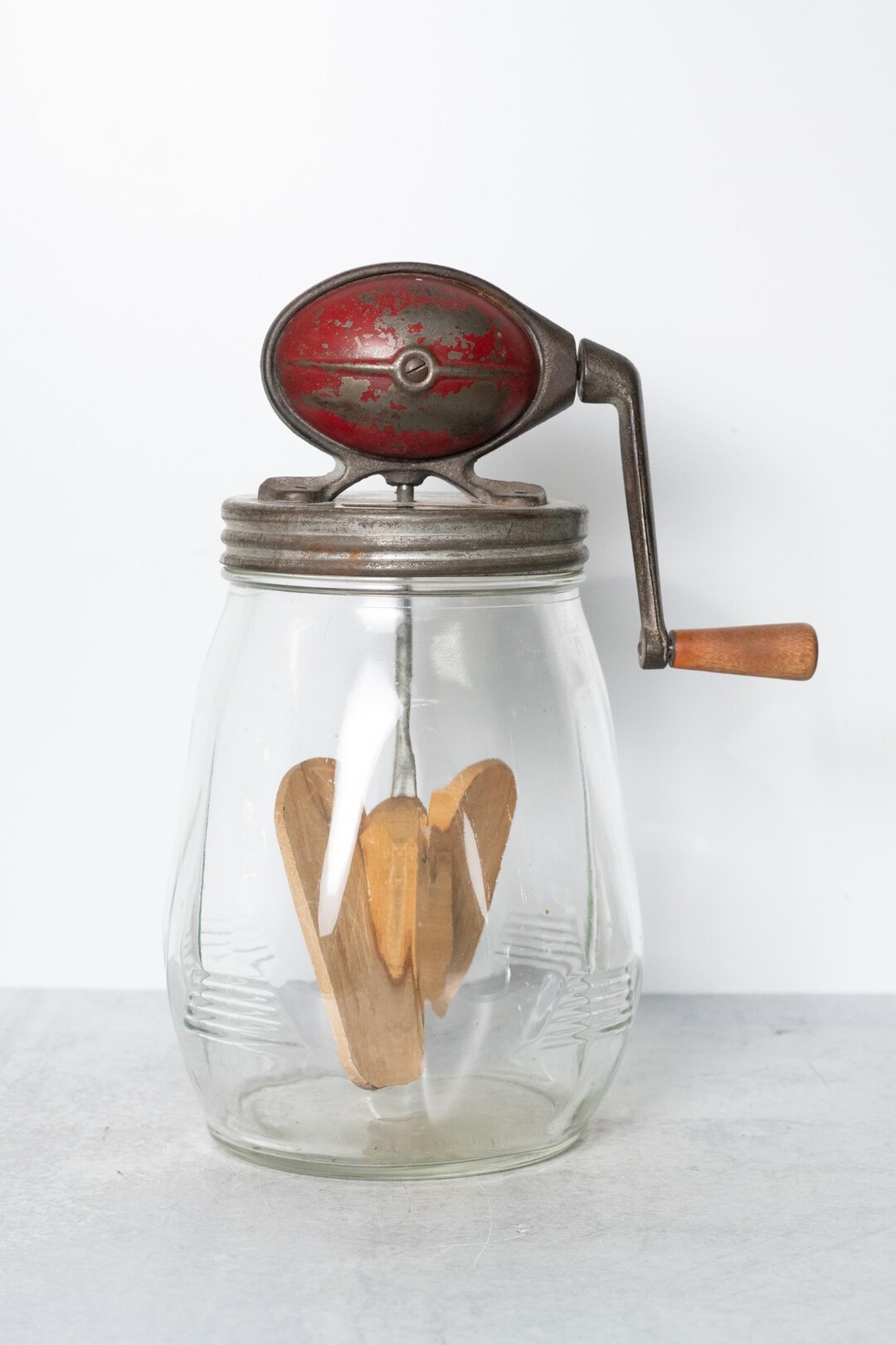 Tulip Glass Jar Dazey Churn No 4 With Red Football Top 4 Quart With ...