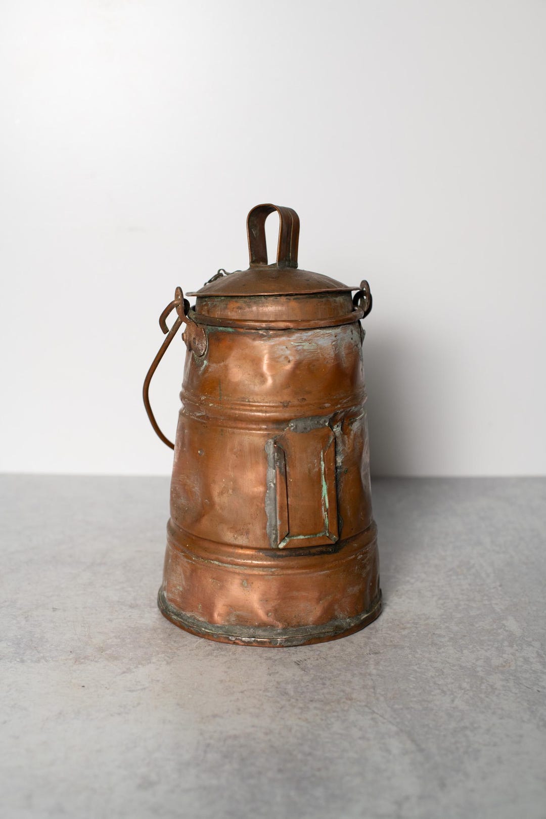 Neat Antique Copper Vessel or Bucket With Double Handles and Label ...