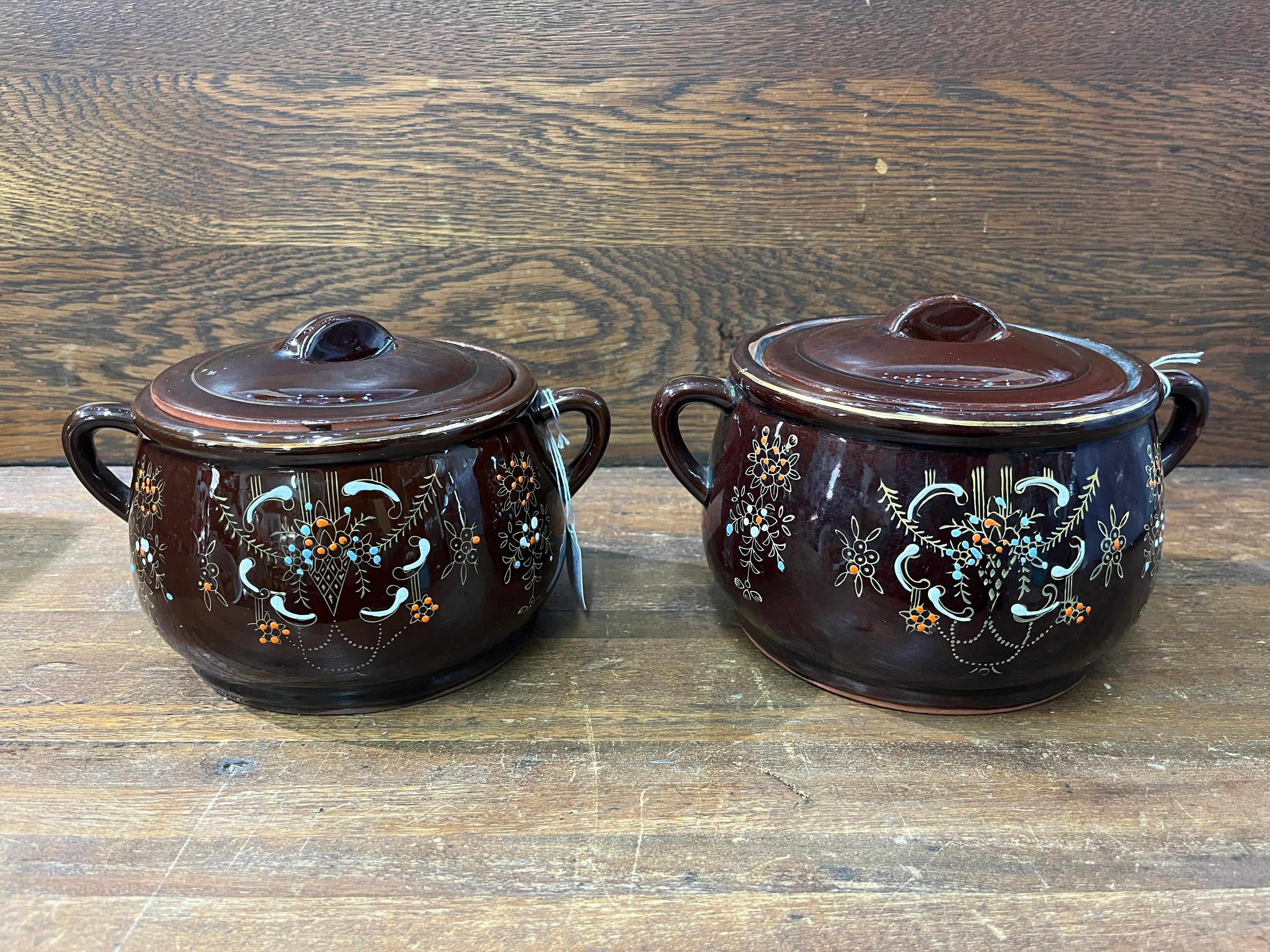 Vintage Japanese Redware Moriage Bean Pot With Lid 2 Available - Etsy