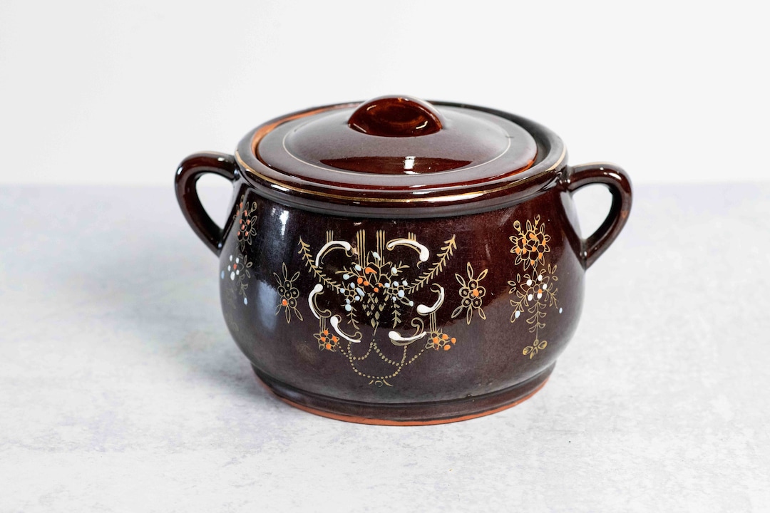 Vintage Japanese Redware Moriage Bean Pot With Lid 2 Available - Etsy