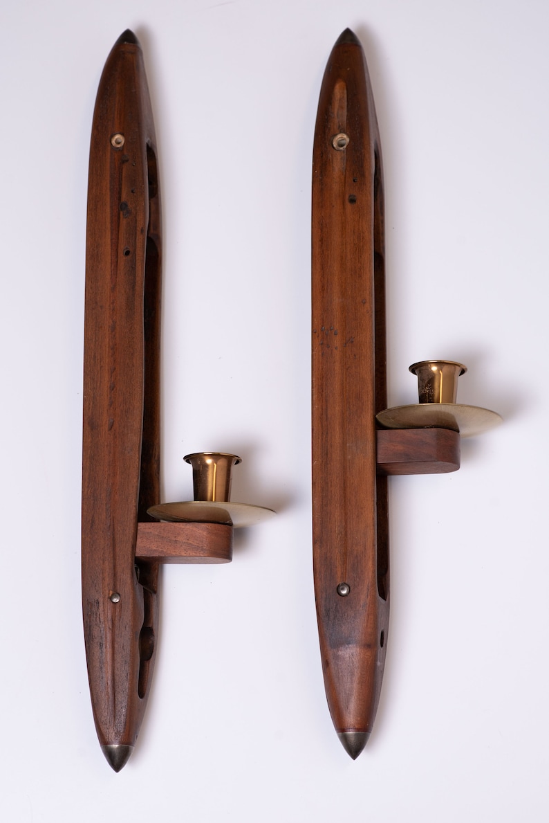 Pair of Antique Loom Shuttles Converted to Hanging Candlestick Holders ...