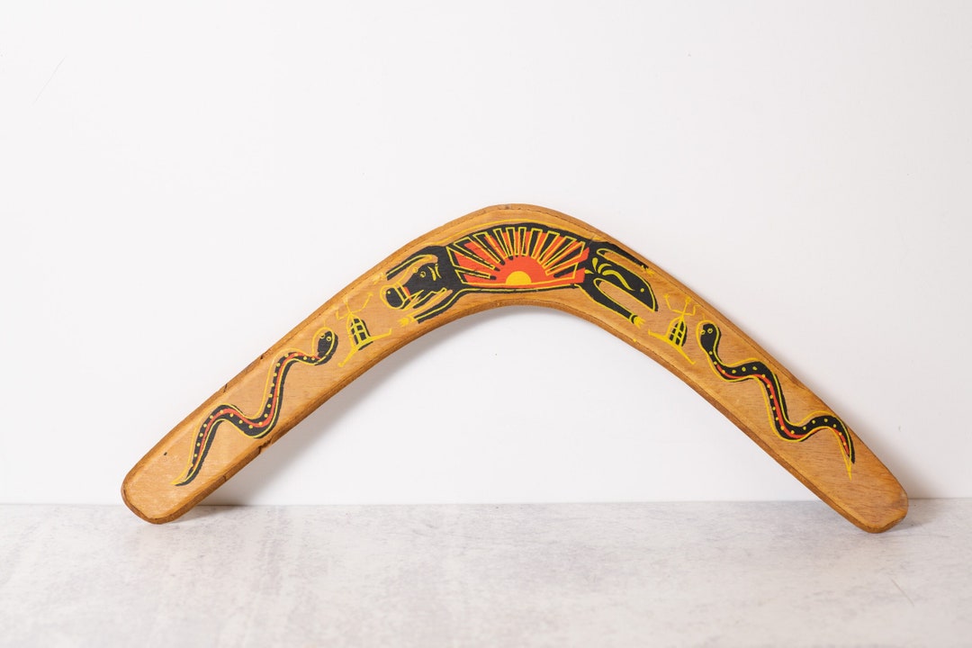 Wooden Vintage Boomerang With Hand Painted Design - Etsy
