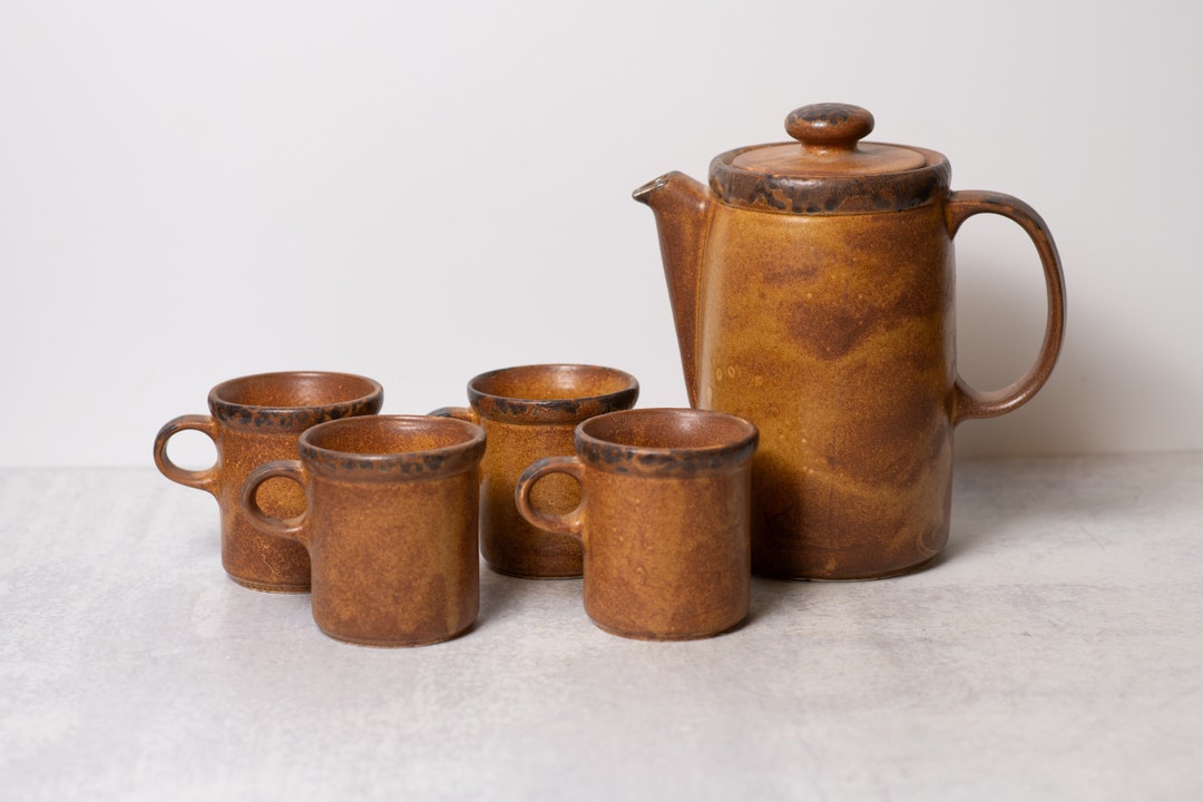Ceramic Mccoy Canyon Mesa Glaze Set of 4 Mugs and Pitcher With Lid Rustic Vibes - Etsy