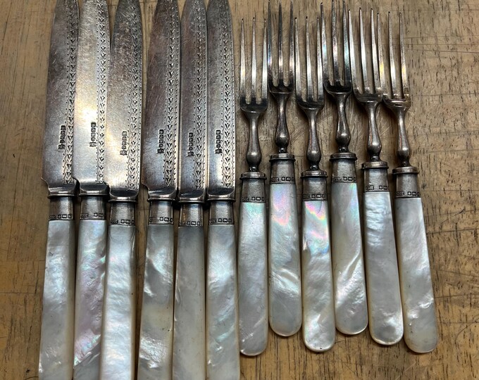 Antique English George Howson Sterling Silver Fruit Knives and Fork Set ...