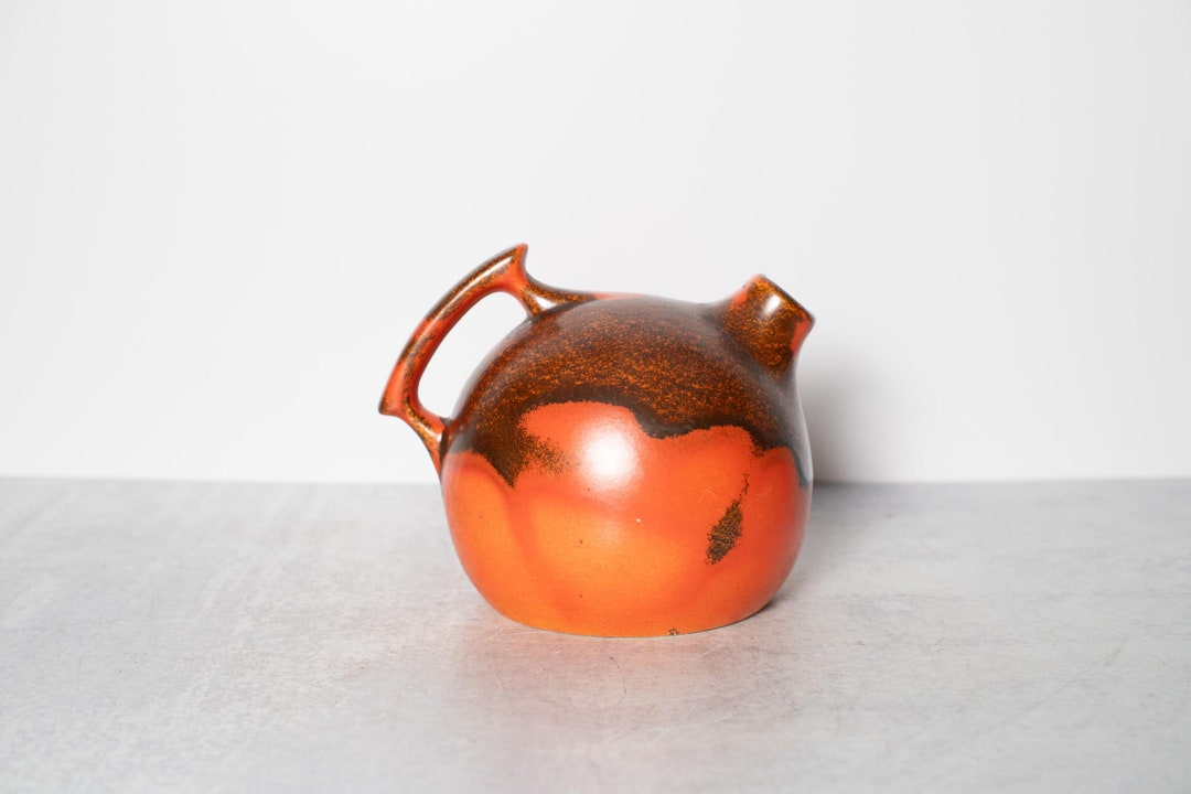 Burnt Orange Glazed Rum Rill Tilt Ball Jug With Handle 1930's - Etsy