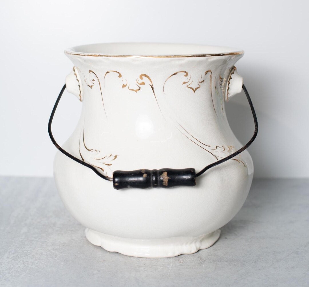 Antique La Francaise Porcelain Chamber Pot With Gold Accents and Handle ...