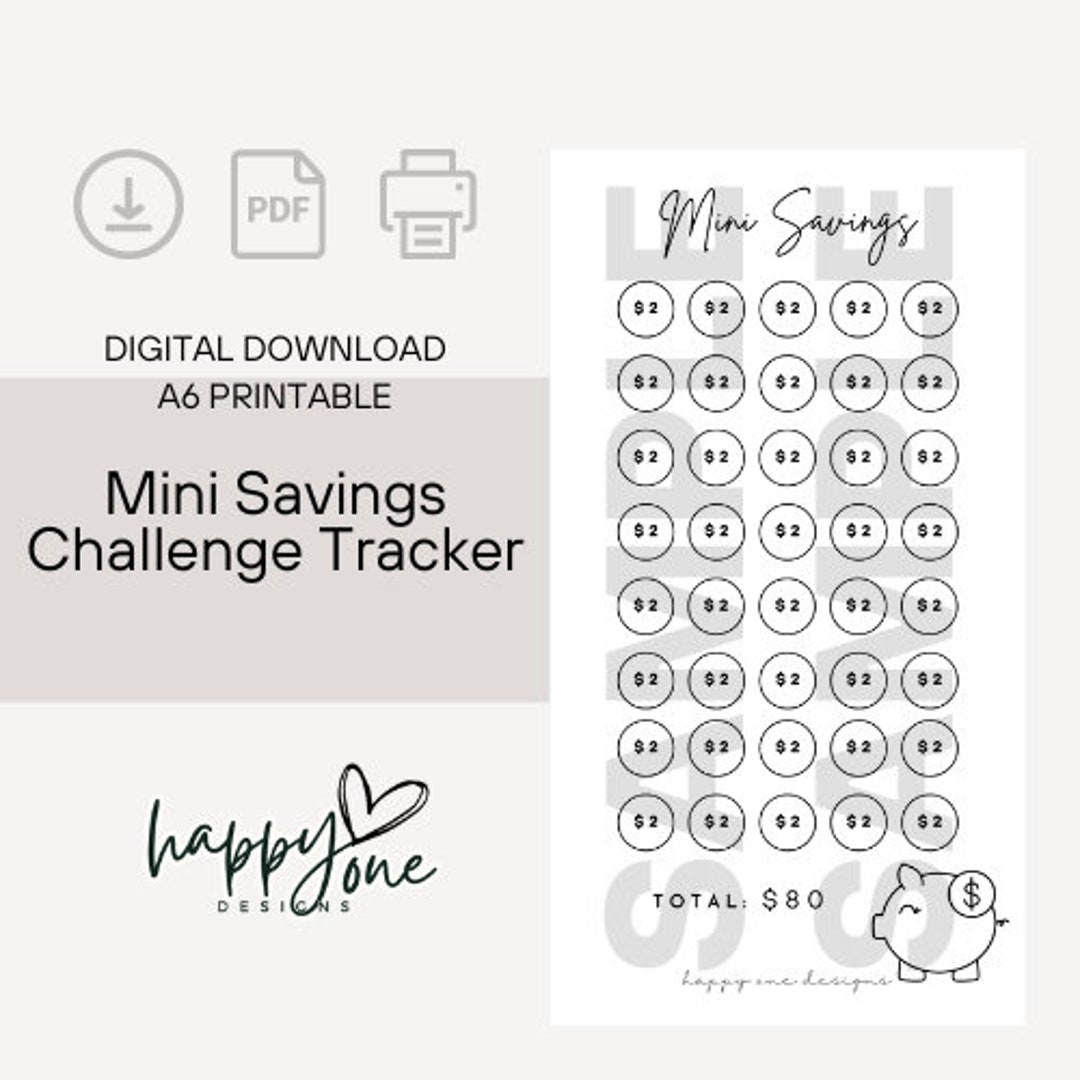 Printable Mini Saving Challenge Tracker DIGITAL DOWNLOAD A6 Printable ...