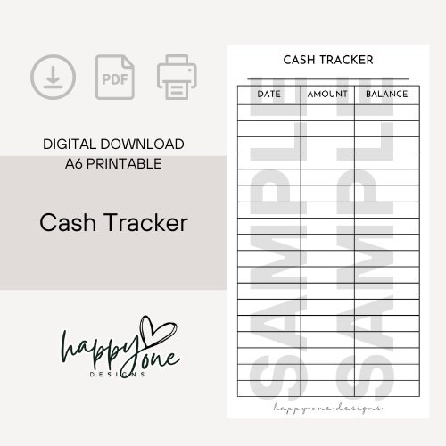 Printable Cash Tracker Cash Envelope Tracker DIGITAL DOWNLOAD A6 ...