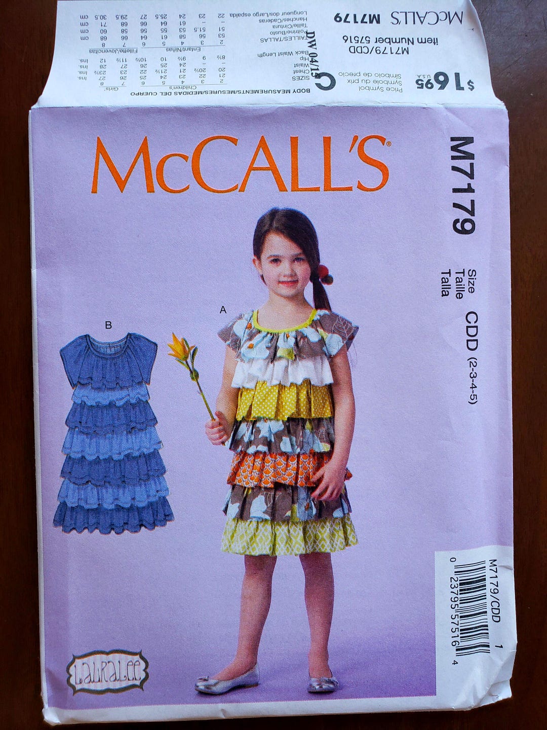Girls Tiered Ruffle Dress Sewing Pattern - Mccall's M7179 Size CDD (2-5 ...
