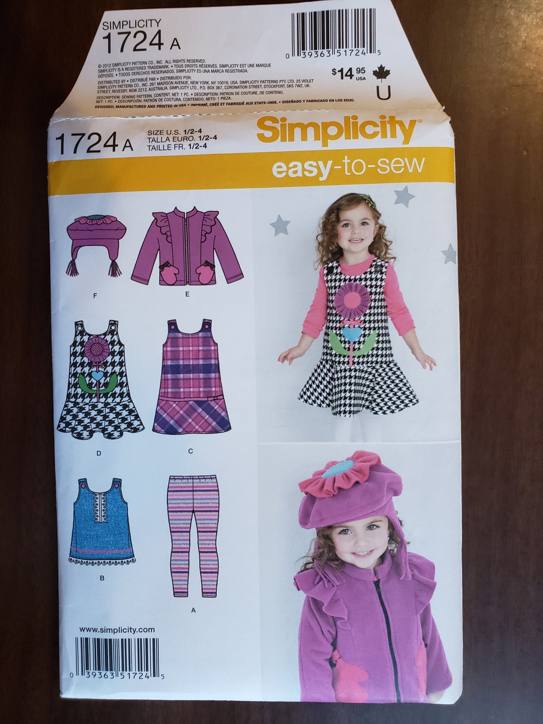New, Uncut Sewing Pattern. Child's Jumper or Top, Jacket, Fleece Hat ...
