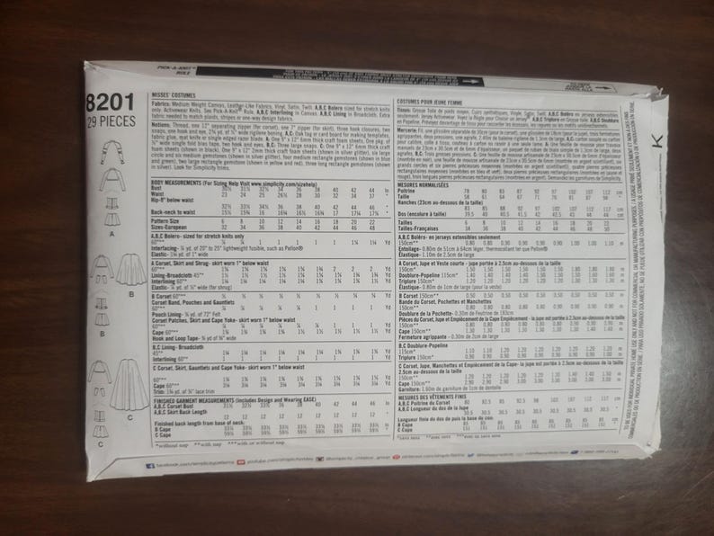 Sexy Star Wars Costumes Sewing Pattern: Simplicity 8201, Size H5 (6, 8, 10, 12, 14) - Etsy