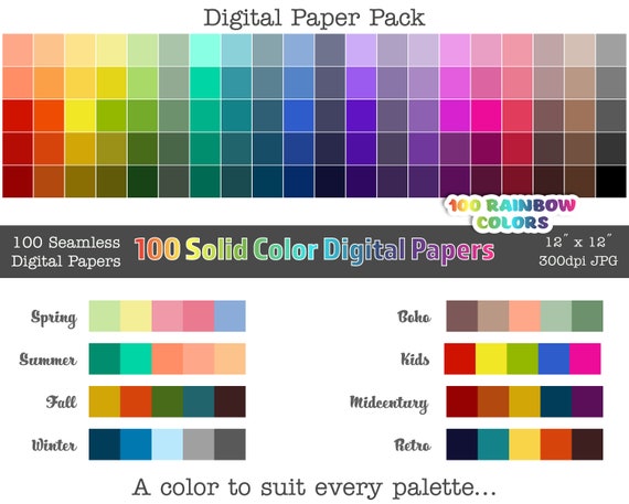 Background JPEG Scrapbooking 100 Color Palette Digital Download 12x12 ...
