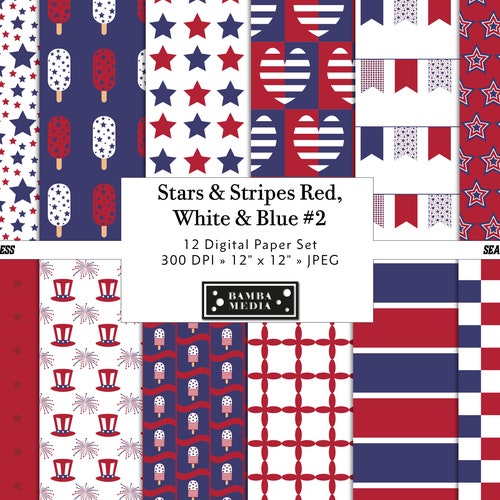 WATERCOLOR 4th of July Digital Paper 14 Watercolor Red White - Etsy