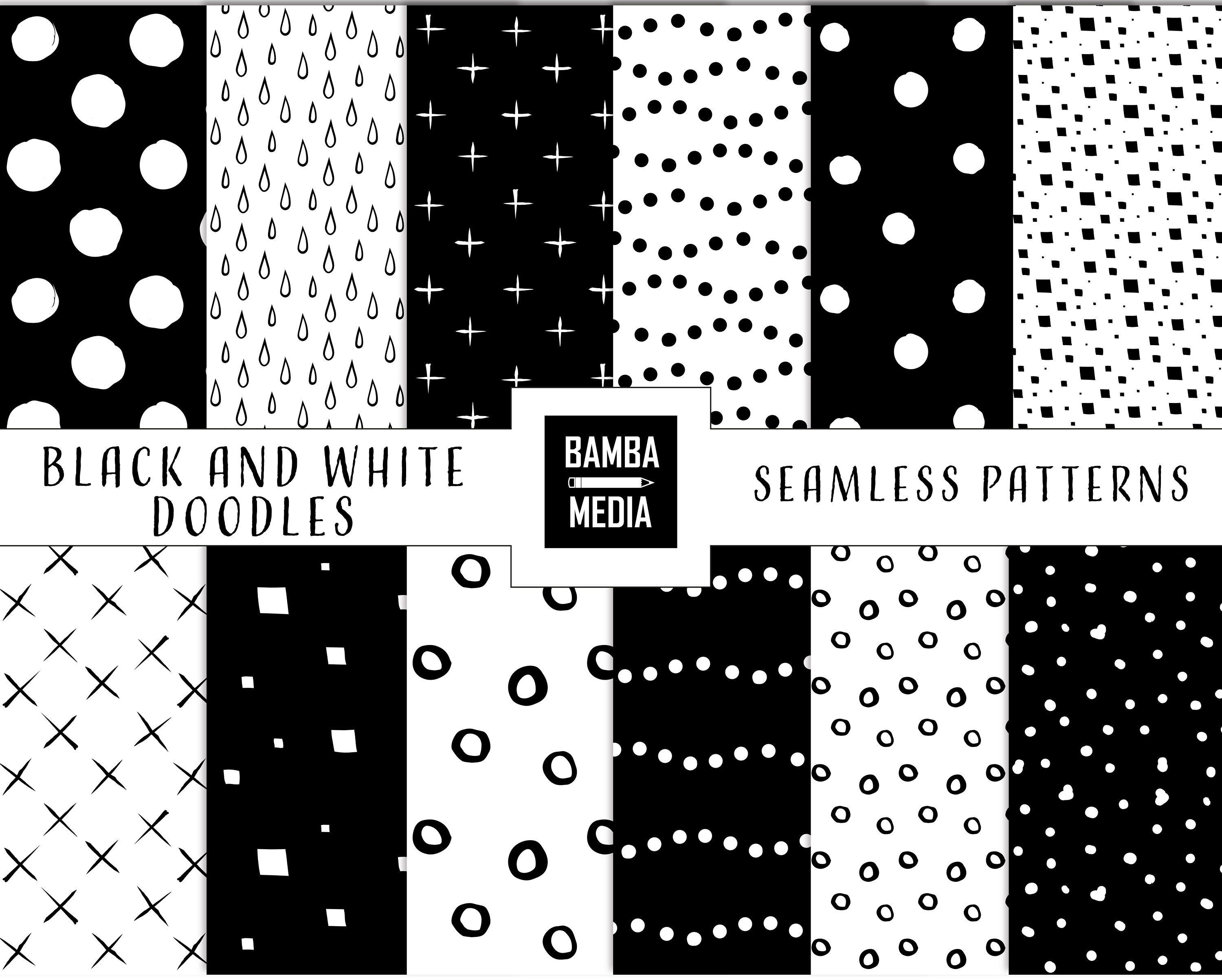 Materials Pattern Doodles Paper Instant Download Black And White 